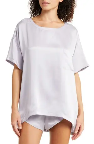 Lunya Washable Silk Tee Short Pajamas Crescent Lavendar