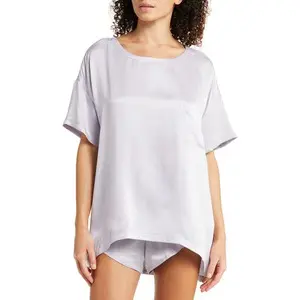 Lunya Washable Silk Tee Short Pajamas Crescent Lavender