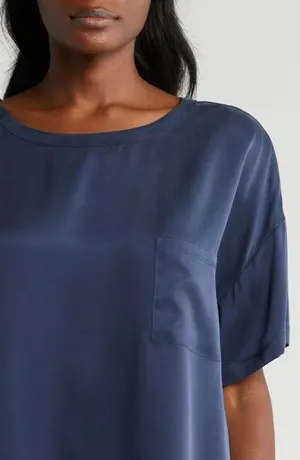 Lunya Washable Silk Tee Short Pajamas - Deep Bluednu