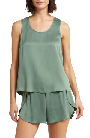 Lunya Washable Silk Tee Short Pajamas Drowsy Olive