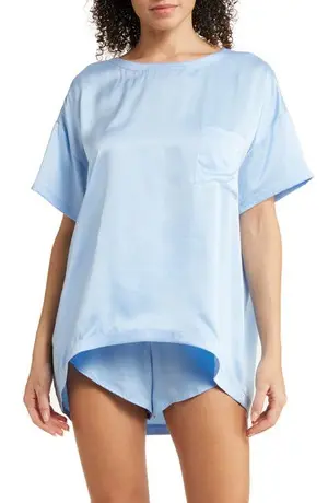 Lunya Washable Silk Tee Short Pajamas Equanimity Sky