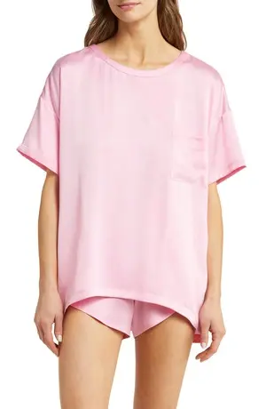 Lunya Washable Silk Tee Short Pajamas Etude Pink