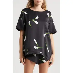 Lunya Washable Silk Tee Short Pajamas Floating Lily