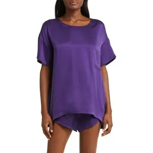 Lunya Washable Silk Tee Short Pajamas Flying Fig