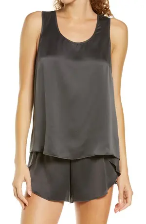 Lunya Washable Silk Tee Short Pajamas Grey