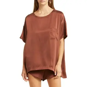 Lunya Washable Silk Tee Short Pajamas Ground Cinnamon