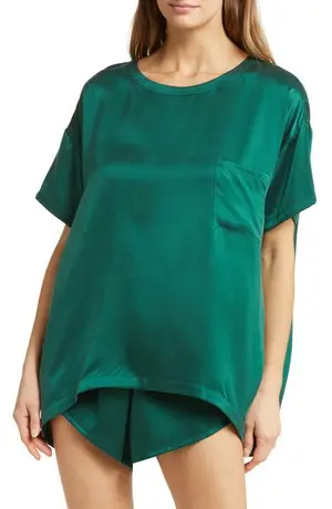 Lunya Washable Silk Tee Short Pajamas Hum Forest