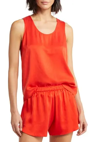 Lunya Washable Silk Tee Short Pajamas Rolling Scarlet