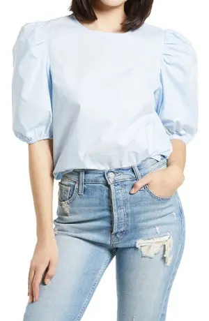English Factory Puff Sleeve Top - Powder Blue