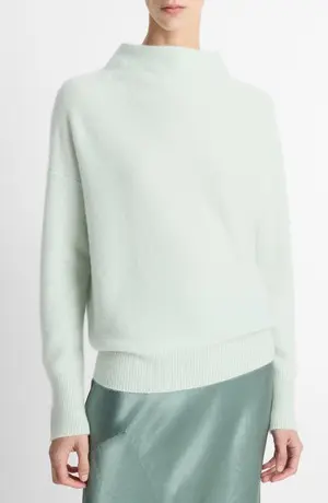 Vince Boiled Cashmere Funnel Neck Pullover - Aloe