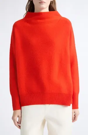 Vince Boiled Cashmere Funnel Neck Pullover - Crimson