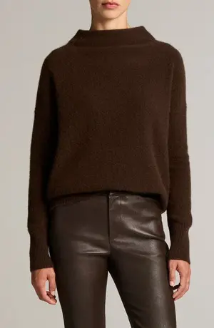Vince Vince. Boiled Cashmere Funnel Neck Pullover Pinewood