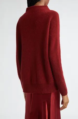Vince Boiled Cashmere Funnel Neck Pullover - Ruby Ink