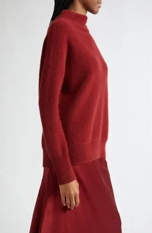 Vince Boiled Cashmere Funnel Neck Pullover - Ruby Ink