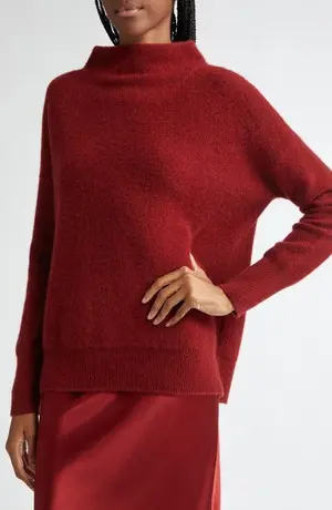 Vince Boiled Cashmere Funnel Neck Pullover - Ruby Ink