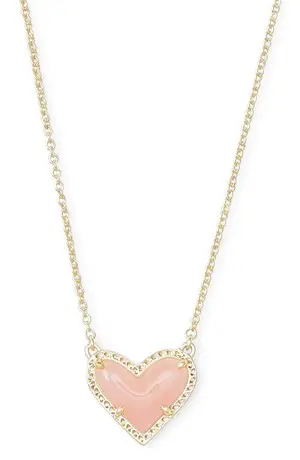 Kendra Scott Ari Heart Pendant Necklace - Gold/ Rose Quartz