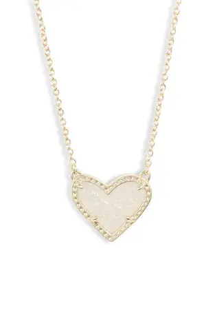 Kendra Scott Ari Heart Pendant Necklace - Gold/iridescent Drusy