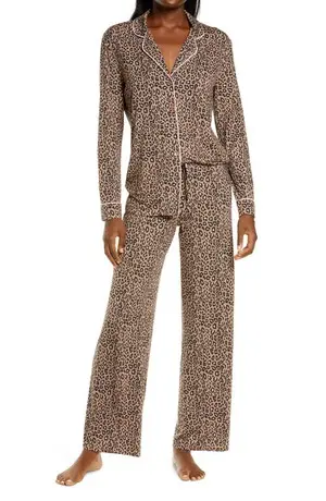 Nordstrom Moonlight Pajamas Brown Brownie Animal Prints