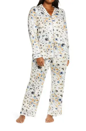 Nordstrom Moonlight Pajamas Ivory Egret Patchwork Floral