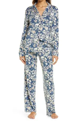 Nordstrom Moonlight Pajamas Navy Denim Ethereal Floral