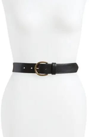 Madewell Leather Belt - True Black/gold