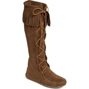 Minnetonka Lace-up Boots - Brown Suede