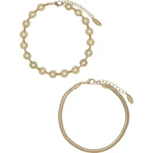 ETTIKA Ettika Disc & Flat Chain Anklet Set