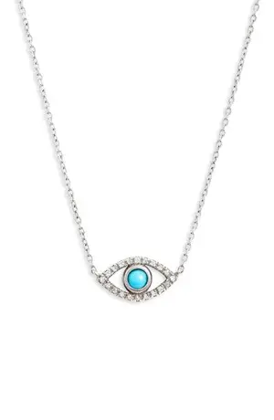Anzie Evil Eye Turquoise Pendant Necklace - Silver