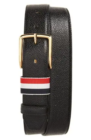 Thom Browne Rwb Loop Leather Belt - 001 - Black