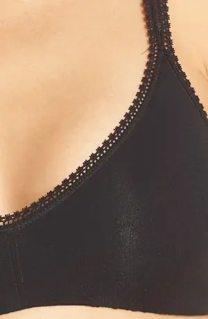 ON GOSSAMER Stretch Cotton Bralette - Black