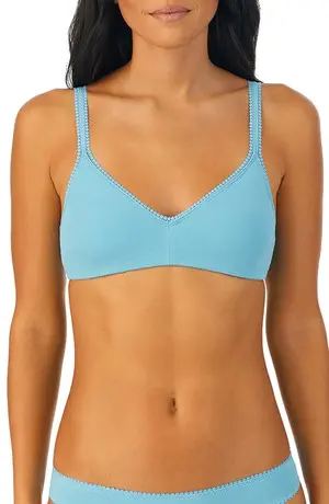 ON GOSSAMER Stretch Cotton Bralette Turquoise Sea