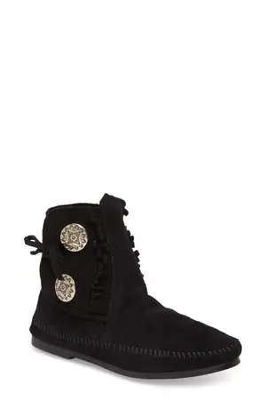 Minnetonka Two-button Hardsole Bootie - Black