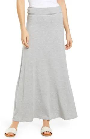 Loveappella Roll Top Maxi Skirt Heather Gray