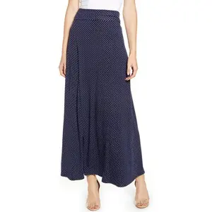 Loveappella Roll Top Maxi Skirt - Navy/ Ivory