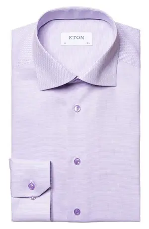 Eton Contemporary Fit Textured Solid Shirt - Purple