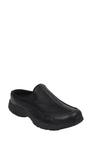 Easy Spirit Traveltime Clog Sneaker - Black Leather