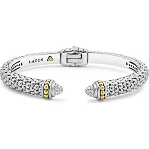 Lagos Diamond Hinge Cuff Bracelet - Silver
