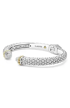 Lagos Diamond Hinge Cuff Bracelet - Silver