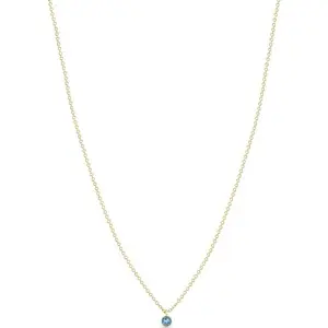 Zoe Chicco 14k Gold Bezel Birthstone Choker Necklace - Yellow Gold/aquamarine