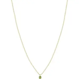 Zoe Chicco 14k Gold Bezel Birthstone Choker Necklace - Yellow Gold/peridot