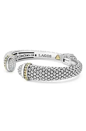 Lagos Caviar Diamond Cuff - Silver