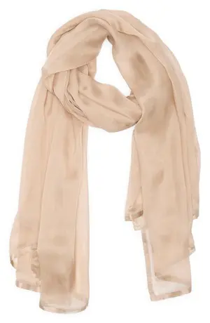 Nordstrom Satin Border Silk Chiffon Scarf - Champagne