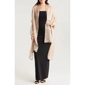 Nordstrom Satin Border Silk Chiffon Scarf - Champagne