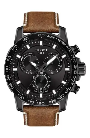 TISSOT Tissot Supersport Chronograph Leather Strap Watch Black