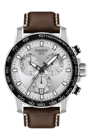 TISSOT Tissot Supersport Chronograph Leather Strap Watch Brown/silver