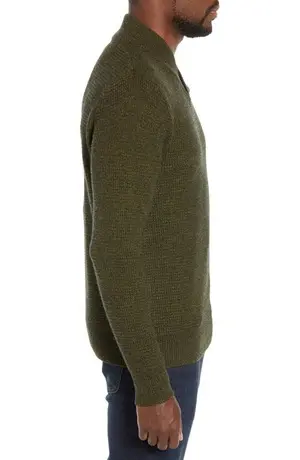 SCHOTT Waffle Knit Wool Blend Pullover - Moss Green
