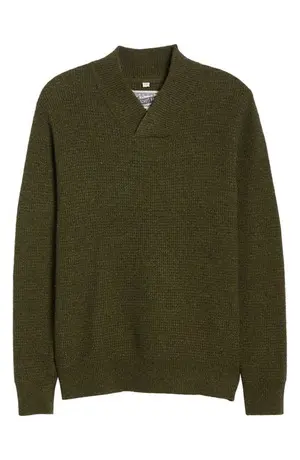 SCHOTT Waffle Knit Wool Blend Pullover - Moss Green