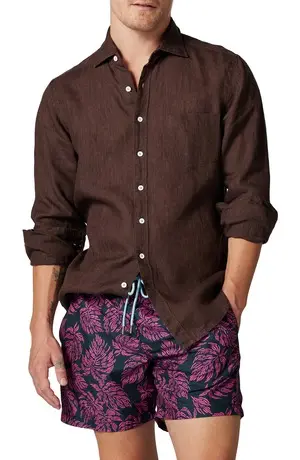 Rodd & Gunn Coromandel Button-up Linen Shirt Cocoa