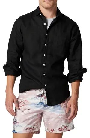 Rodd & Gunn Coromandel Button-up Linen Shirt Onyx