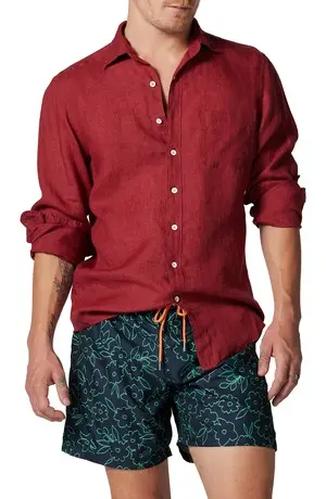 Rodd & Gunn Coromandel Button-up Linen Shirt Red Crab